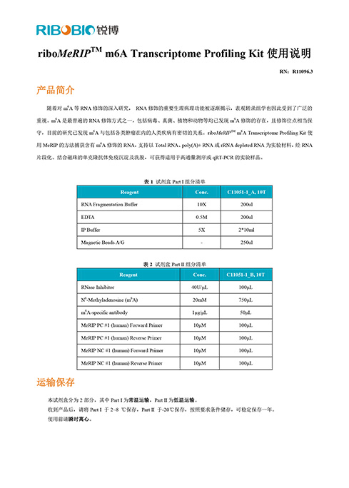 m6A甲基化RNA免疫沉淀试剂盒 | 锐博生物
