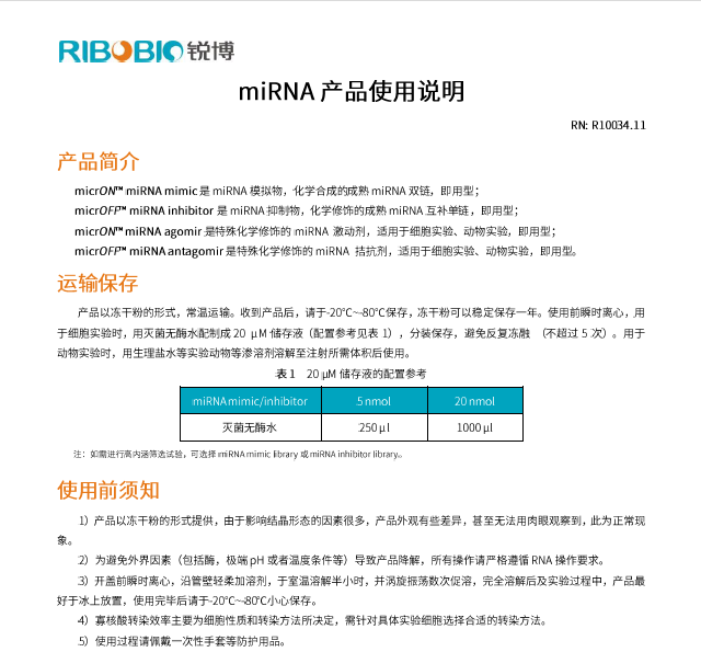 miRNA mimics | 锐博生物